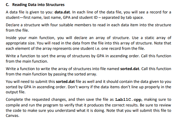 Solved C Reading Data Into Structures A Data File Is Given