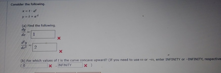 Solved Consider the following. x = t - et y=t+et (a) Find | Chegg.com