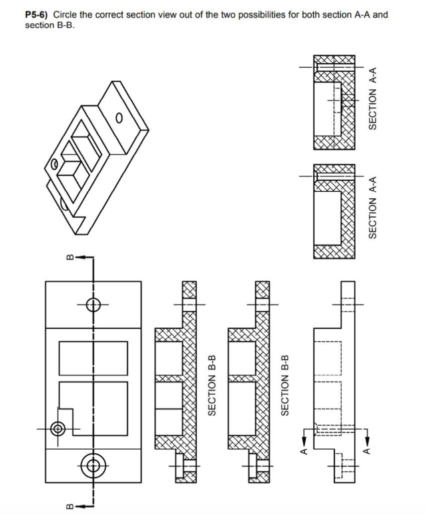 Solved Engineering Drawing Section View Questions, Please | Chegg.com