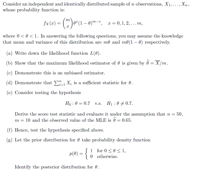 Solved Consider an independent and identically distributed | Chegg.com
