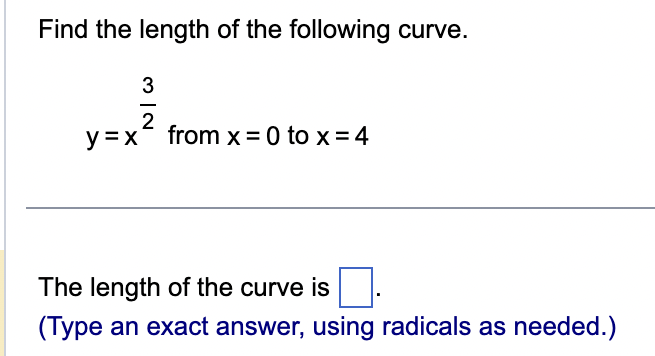 Solved Find the length of the following curve. y=x23 from | Chegg.com