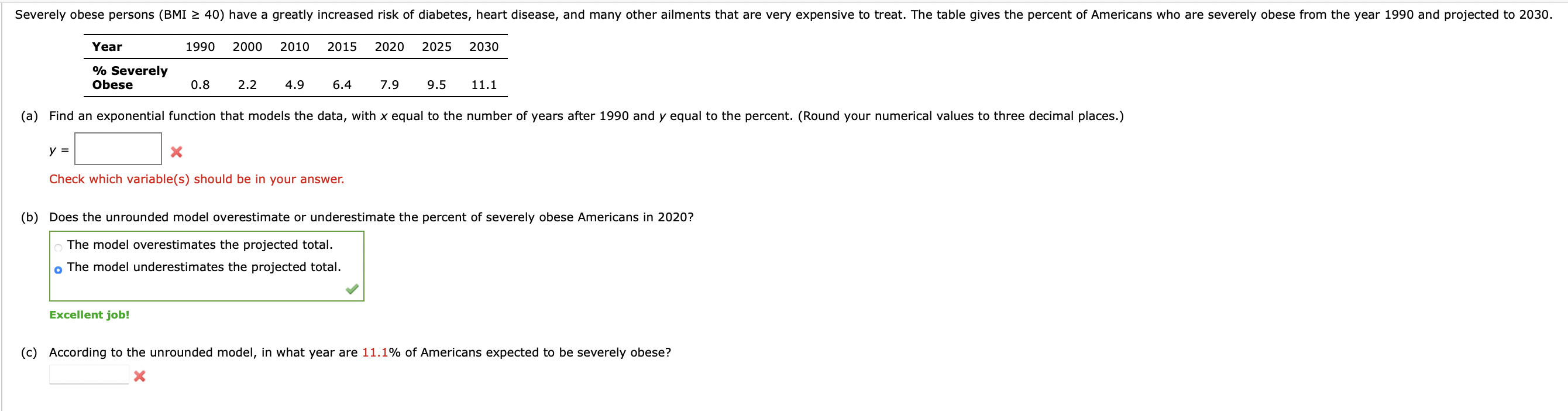 Solved y= Check which variable(s) should be in your answer. | Chegg.com