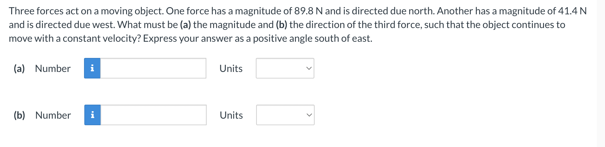 Solved Three Forces Act On A Moving Object One Force Has A