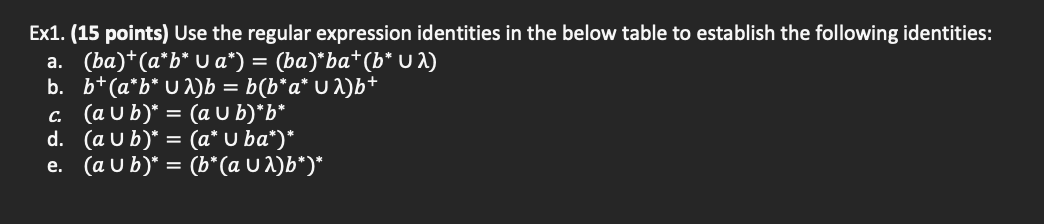 Solved Ex1. (15 points) Use the regular expression | Chegg.com