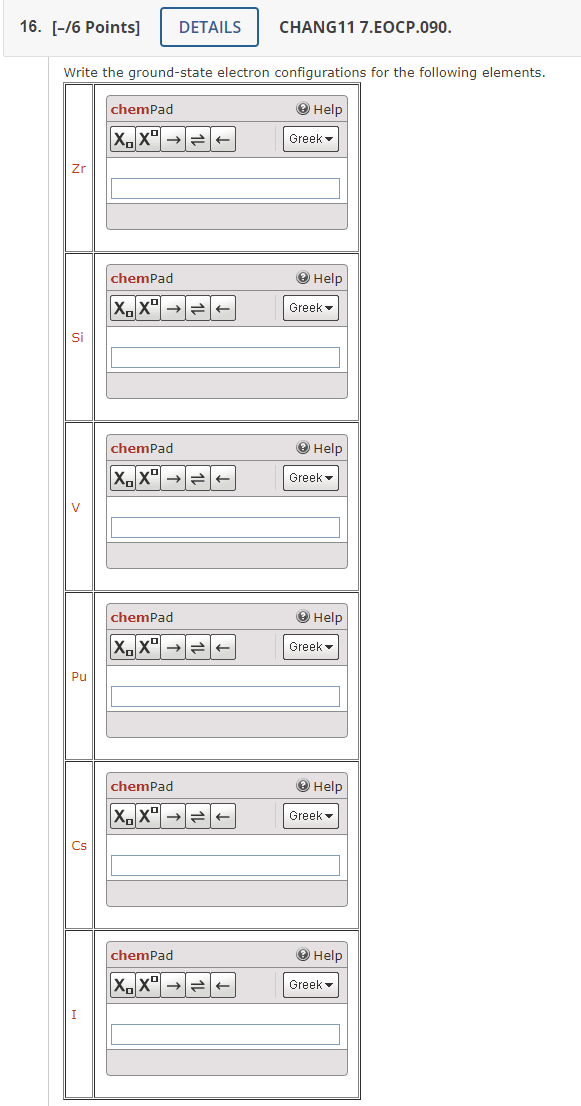 Solved for the following elements. | Chegg.com