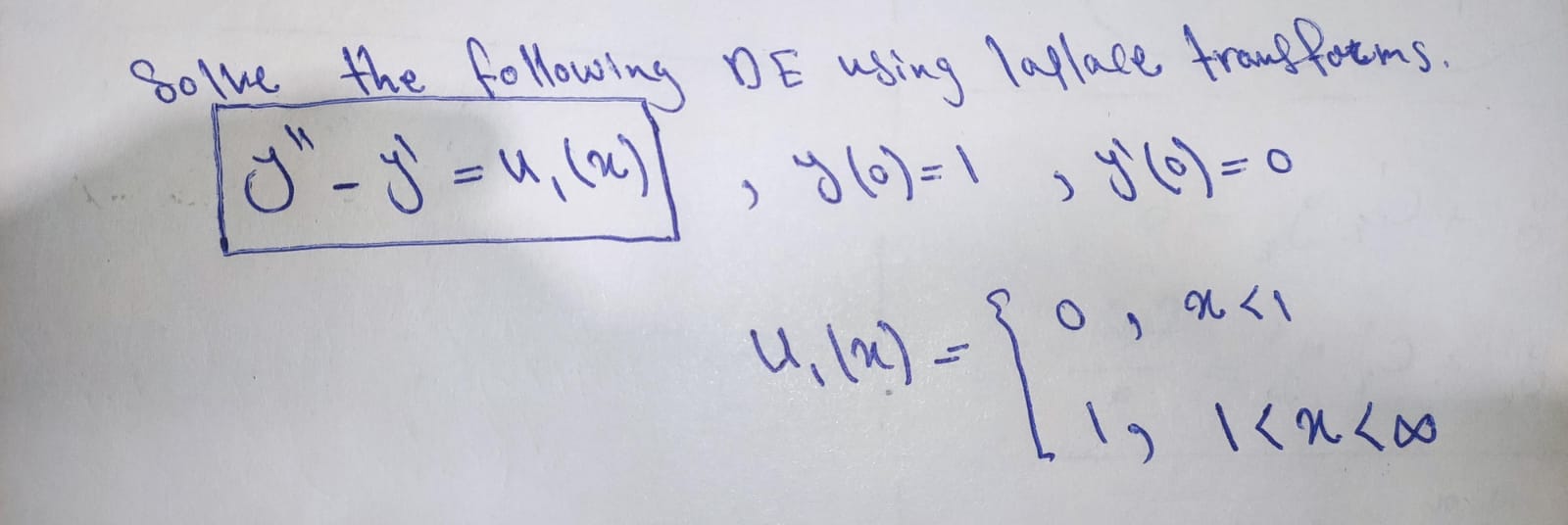 Solved Solve the following DE using laplace transforms. | Chegg.com