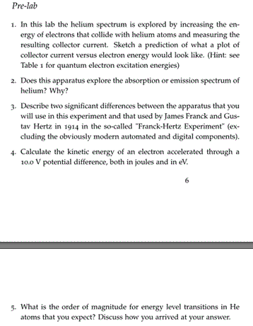 Solved Pre-lab 1. In this lab the helium spectrum is | Chegg.com