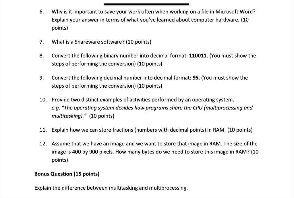 Solved 6. Why is it important to save your work often when | Chegg.com