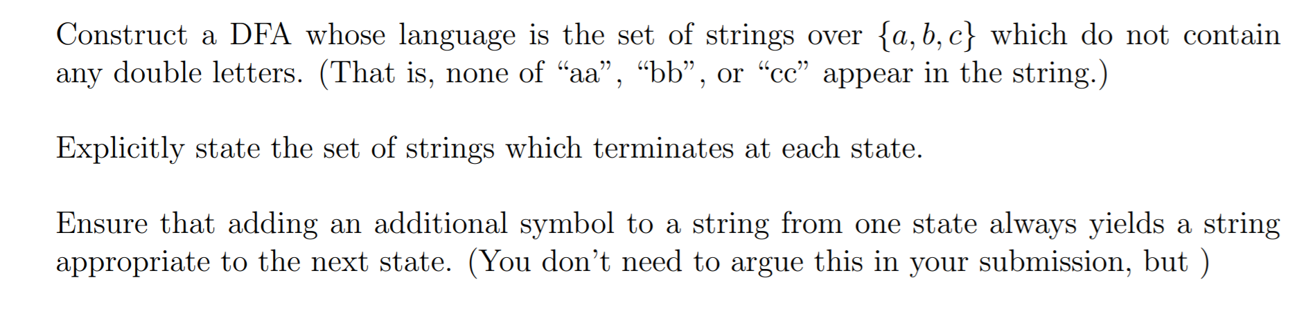 Solved Construct a DFA whose language is the set of strings | Chegg.com