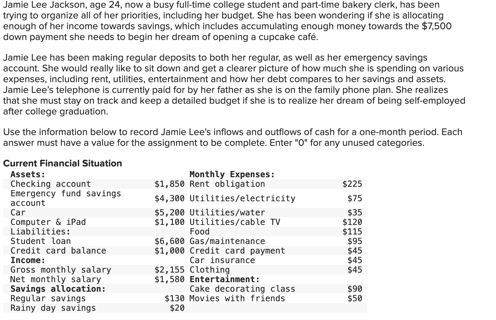 Solved Jamie Lee Jackson, age 24 , now a busy full-time | Chegg.com
