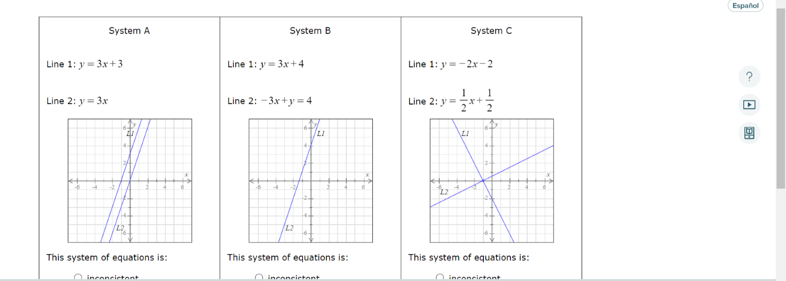 Solved For each system of linear equations shown below, | Chegg.com