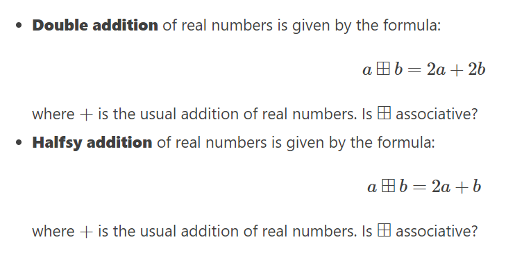 Solved - Double addition of real numbers is given by the | Chegg.com