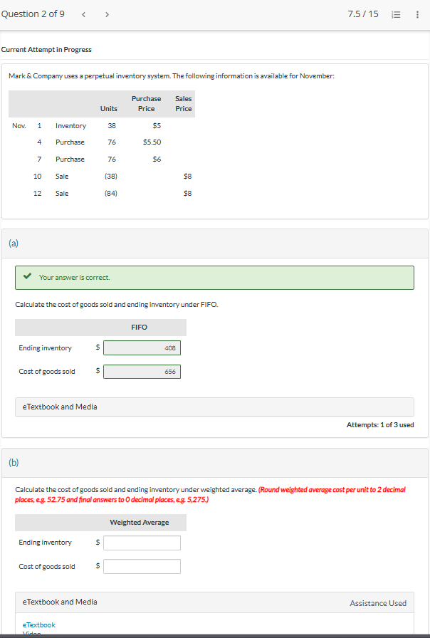 Solved Current Attempt in Progress Mark \& Company uses a | Chegg.com