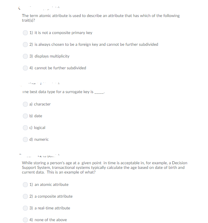 [Solved]Term Atomic Attribute Used Describe Attribute Following Trait S ...