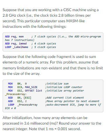 Solved Suppose that you are working with a CISC machine | Chegg.com