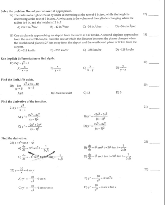 Solved Solve the problem. Round your answer, if appropriate. | Chegg.com