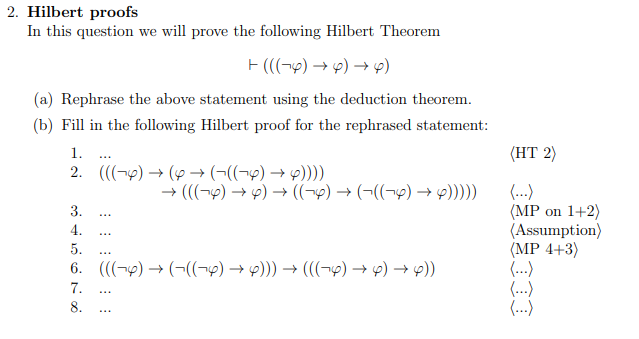 Solved 2. Hilbert proofs In this question we will prove the | Chegg.com