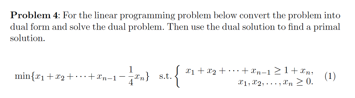 Solved Problem 4: For the linear programming problem below | Chegg.com