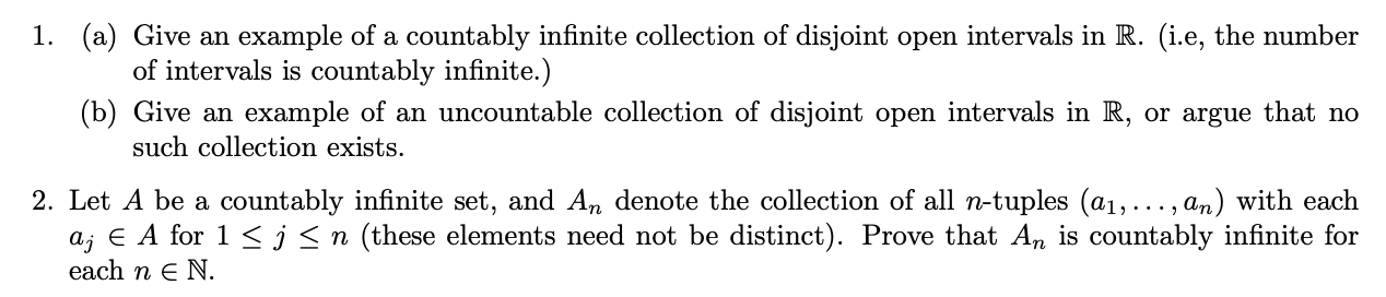 Solved 1. (a) Give an example of a countably infinite | Chegg.com