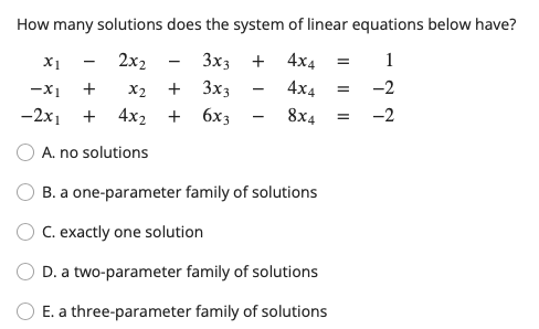 Solved How many solutions does the system of linear | Chegg.com