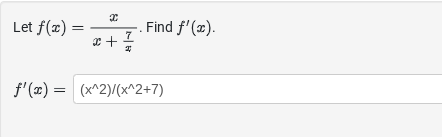 Solved f(x)=x+x7x | Chegg.com