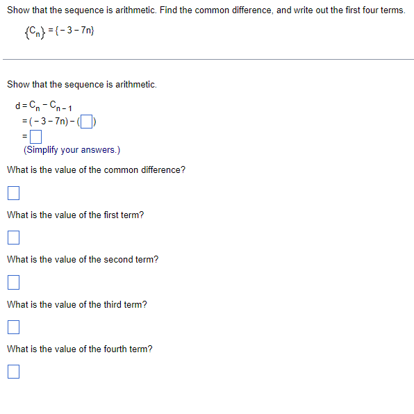 Solved Show that the sequence is arithmetic. Find the common | Chegg.com