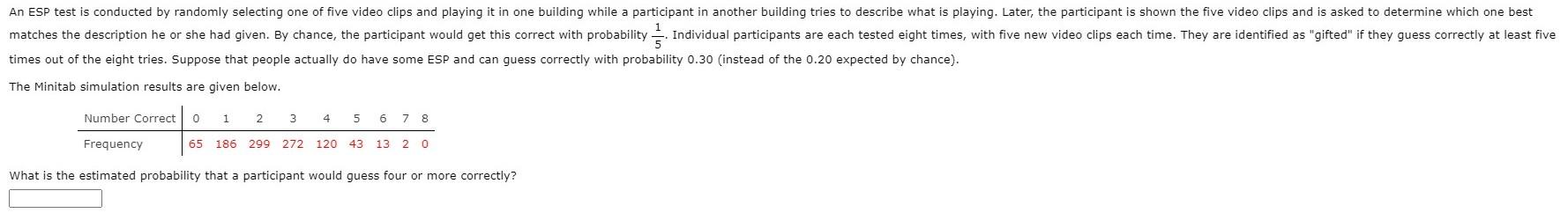 Solved An ESP test is conducted by randomly selecting one of | Chegg.com