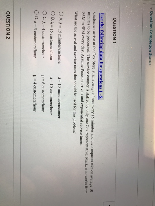 Solved y Question Completion Status: QUESTION1 Use the | Chegg.com