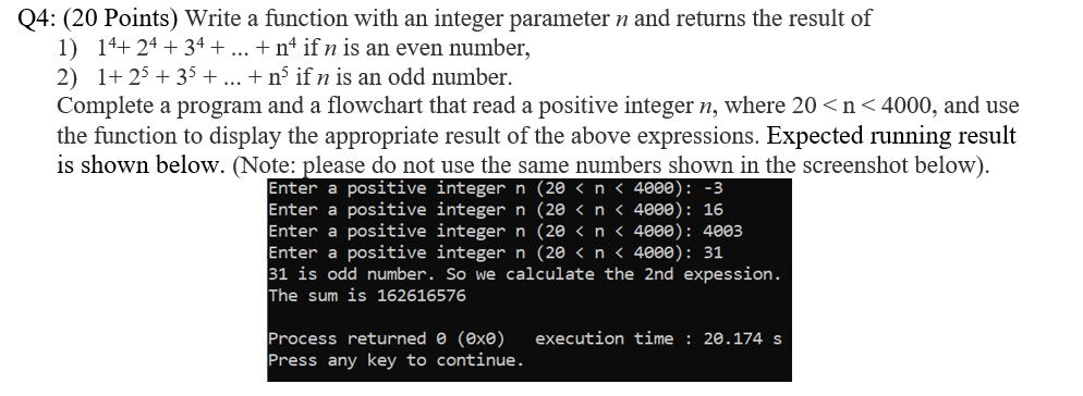 Solved Q4: (20 Points) Write a function with an integer | Chegg.com