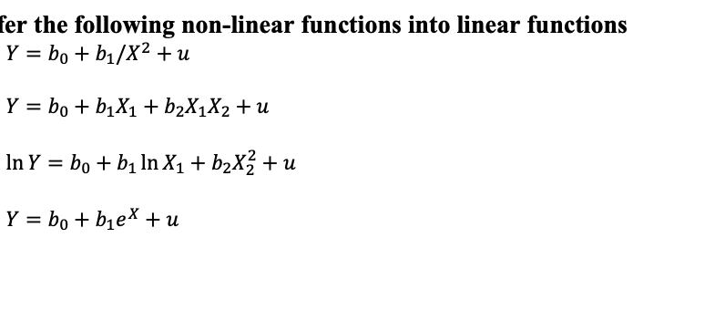 Solved fer the following non-linear functions into linear | Chegg.com