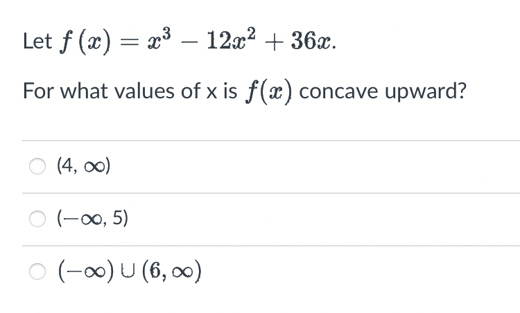 Solved Let f(x)=x3−12x2+36x. For what values of x is f(x) | Chegg.com