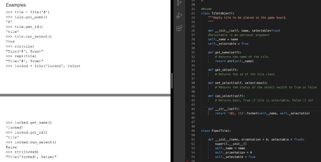 Solved How can i write my class Tile(Object) to have these | Chegg.com