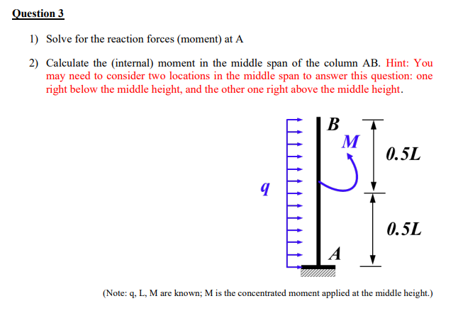 Solved 2) Calculate the (internal) moment in the middle span | Chegg.com