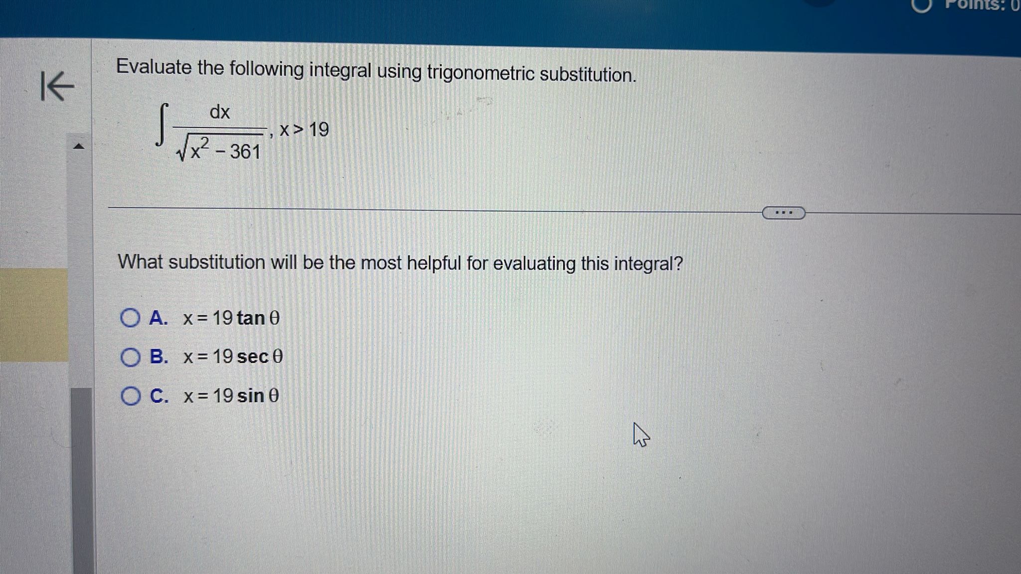 Solved Evaluate the following integral using trigonometric | Chegg.com