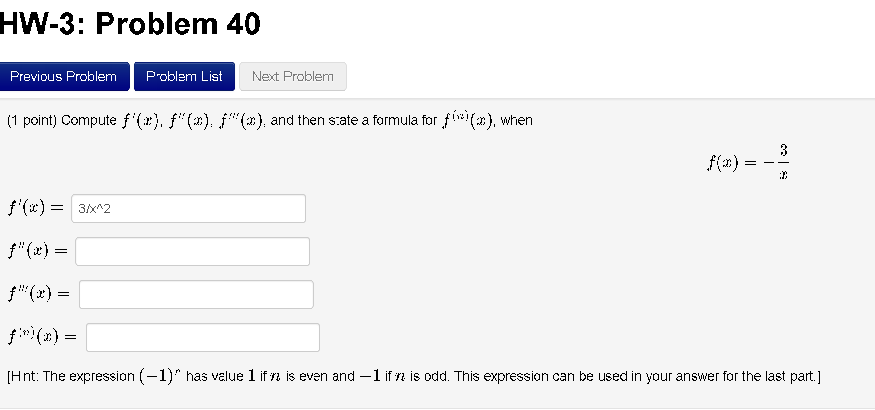 Solved HW-3: Problem 40 Previous Problem Problem List Next | Chegg.com