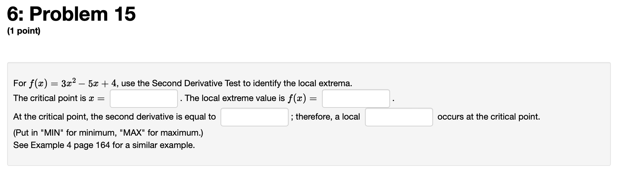 Solved 6: Problem 15(1 ﻿point)For f(x)=3x2-5x+4, ﻿use the | Chegg.com