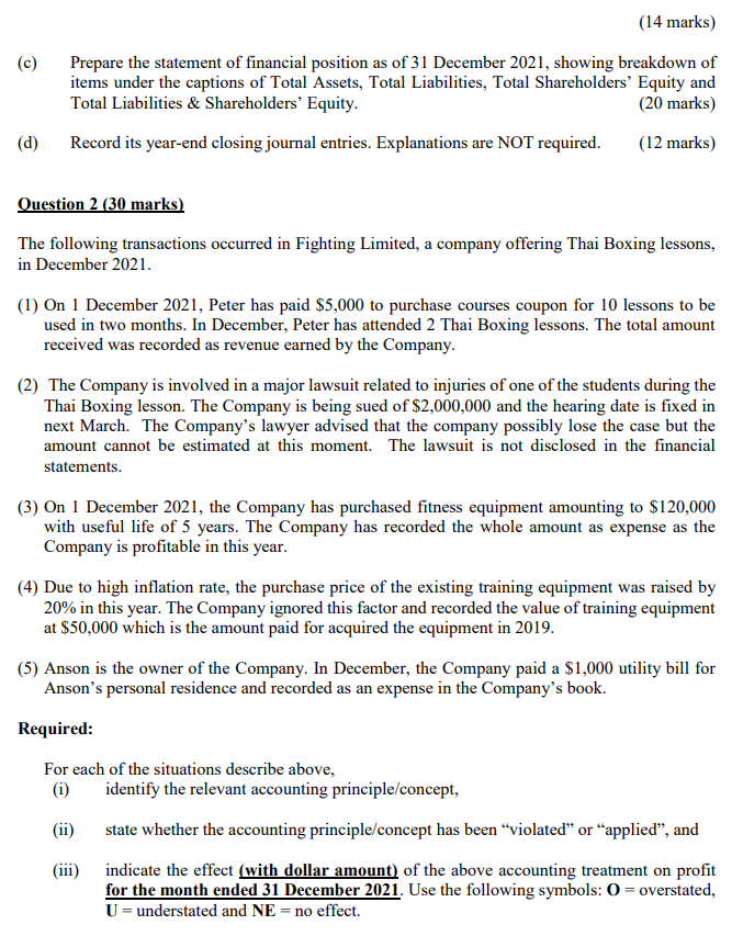 Solved Total Marks: 100 marks Question 1 (70 marks) Fortune | Chegg.com