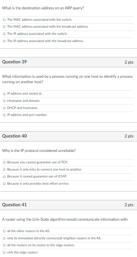 Solved What is the destination address on an ARP query? The | Chegg.com