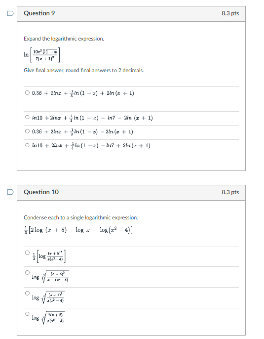 Solved Expand the logarithmic expression. | Chegg.com