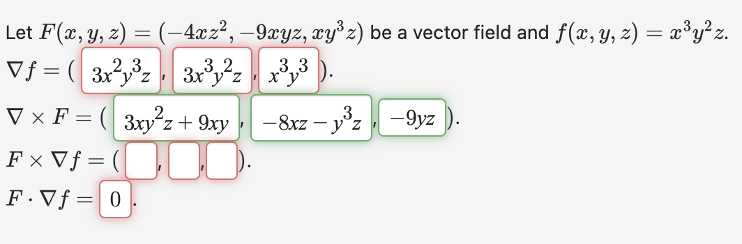 Solved Let F(x,y,z)=(−4xz2,−9xyz,xy3z) be a vector field and | Chegg.com