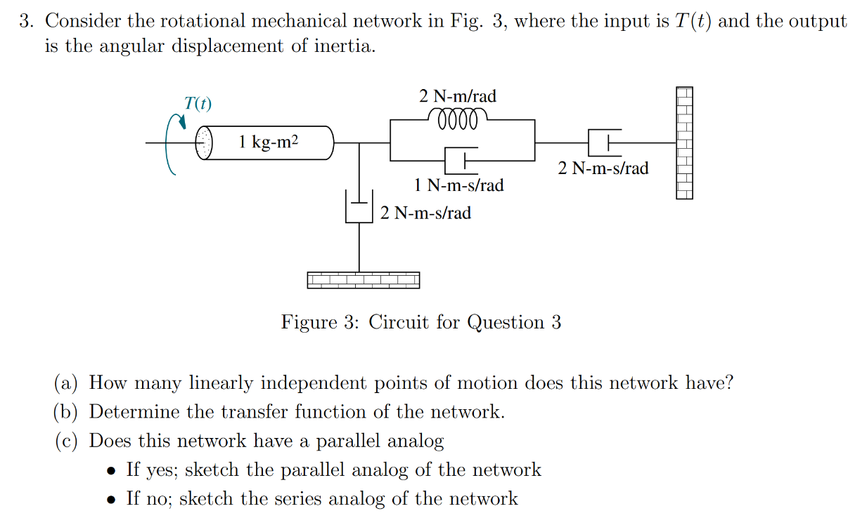 Solved 3. Consider the rotational mechanical network in Fig. | Chegg.com