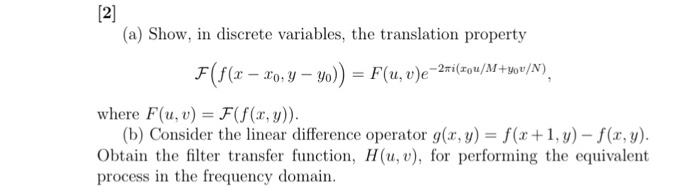 Solved (a) Show, in discrete variables, the translation | Chegg.com
