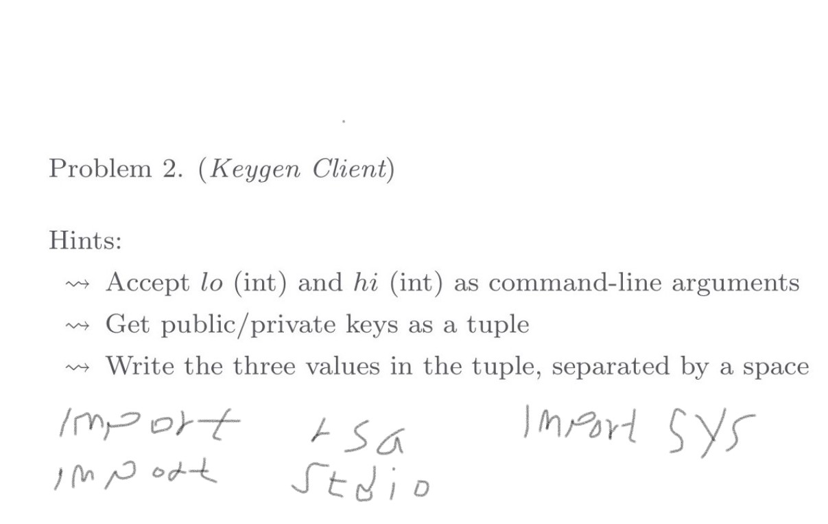 Problem 2. (Keygen Client) Hints: My Accept lo (int) | Chegg.com