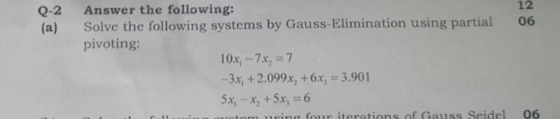 Solved 12 Q-2 (a) Answer the following: Solve the following | Chegg.com