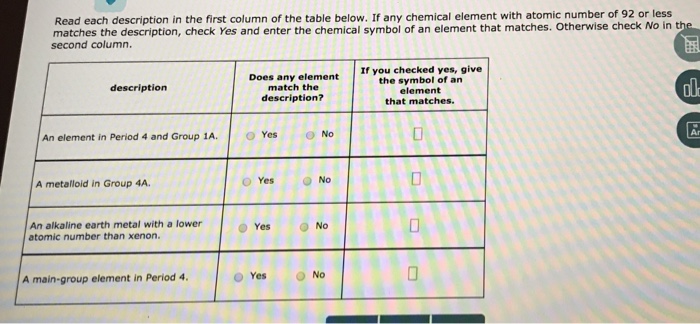Solved Read each description in the first column of the | Chegg.com