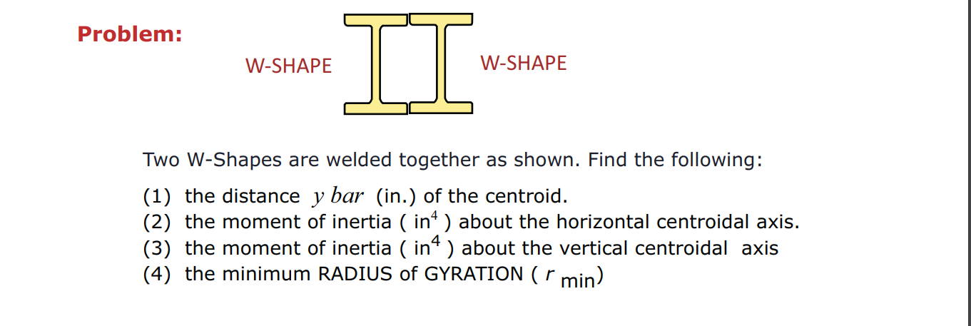 Solved Problem: W-SHAPE II W-SHAPE Two W-Shapes are welded | Chegg.com