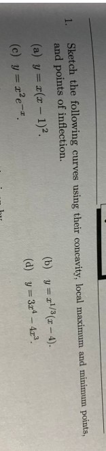 Sketch the following curves using their concavity, | Chegg.com