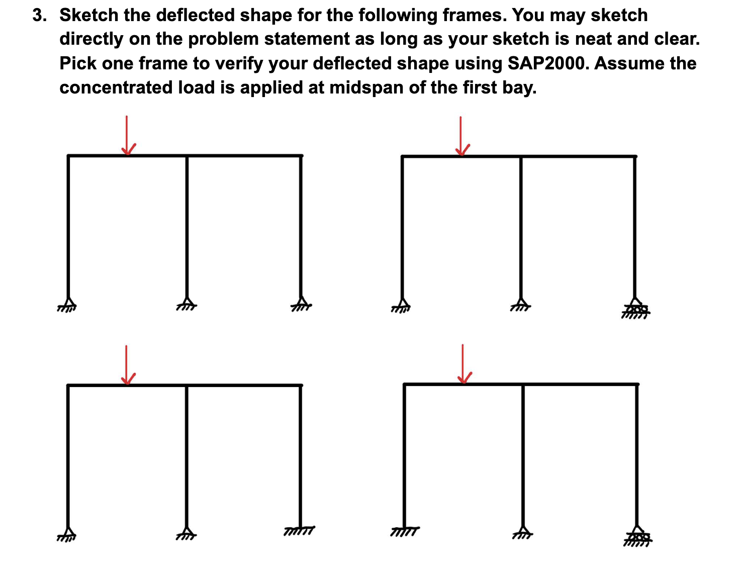 Solved 3. ﻿Sketch the deflected shape for the following | Chegg.com