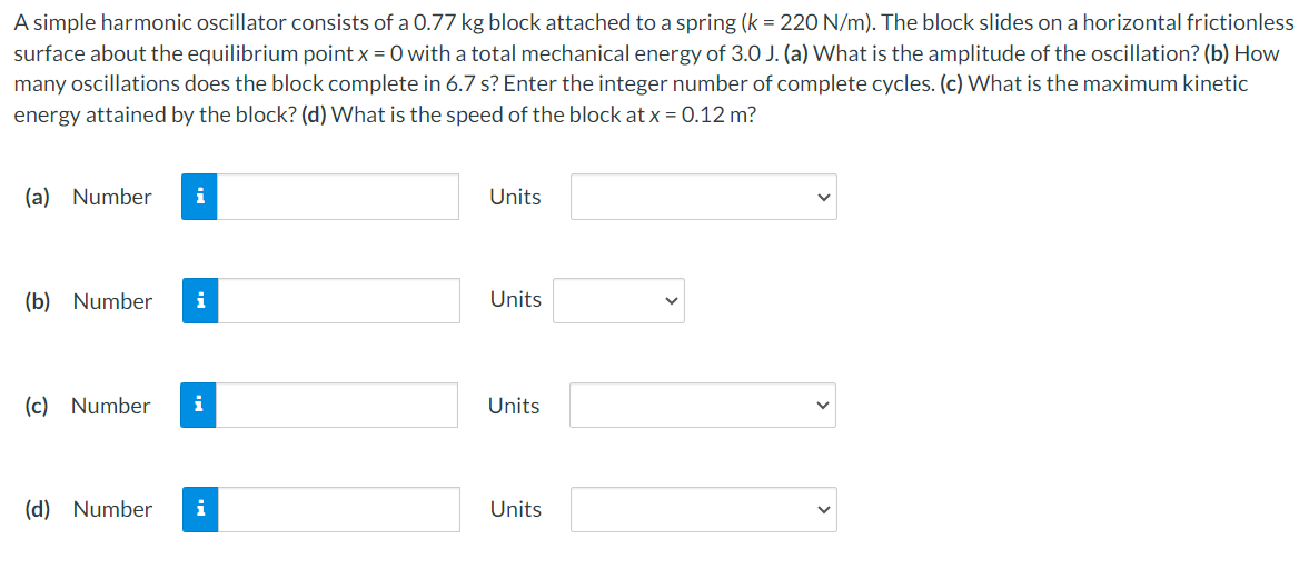 Solved A simple harmonic oscillator consists of a 0.77 ﻿kg | Chegg.com