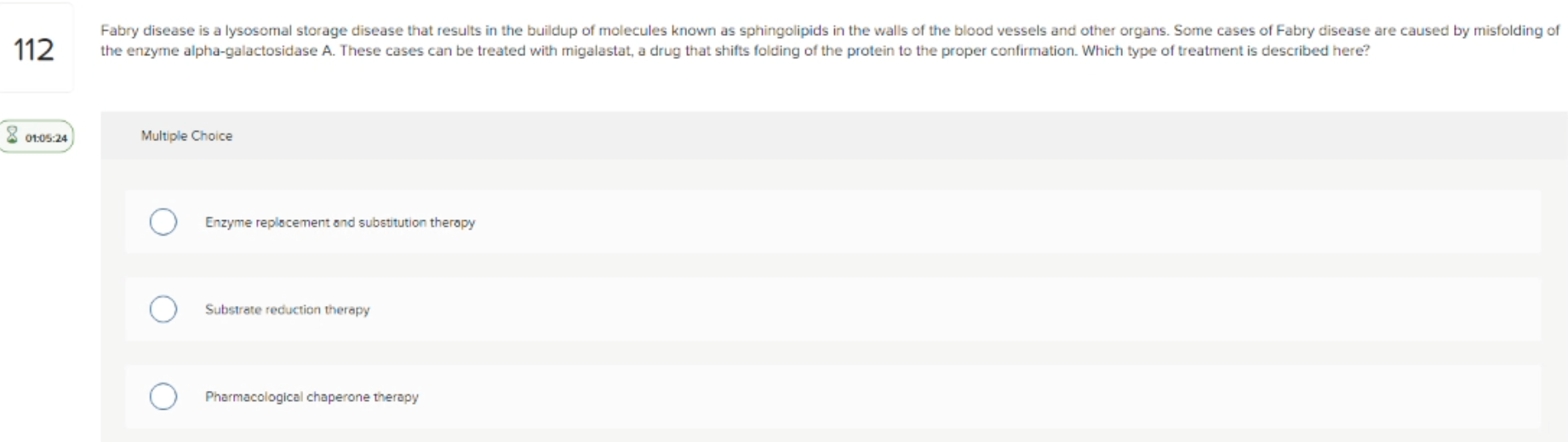Solved Multiple Choice Enzyme replocement ond substitution | Chegg.com
